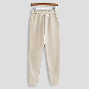 Women's 2023 Fall 2 Piece Outfits Long Sleeve Hooded Sweatshirt and Sweatpants Jogging Suits Sweat Loungewear Sets Men's Tracksuits High Waist Jogger Sweatpants Set A4-Beige, Medium