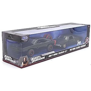 Fast & Furious 1:32 Dom's Dodge Charger & 1968 Dodge Charger Widebody Die-cast Car Twin Pack, Toys for Kids and Adults