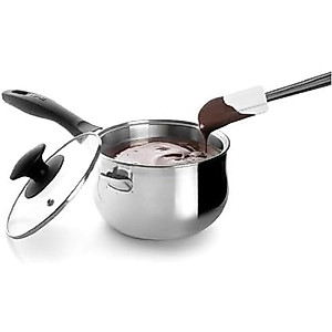 Ibili Stainless Steel All in One Piece Double Boiler Pot Including Lid - Double-Walled with Built in Space to Insert Water for Melting Chocolate, Candy and Candle Making, 1.05 quart Capacity (Sliver)
