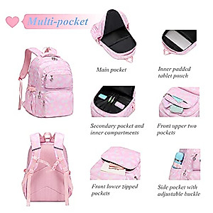 3Pcs Gradient Girls Backpacks Bookbags Set for School with Matching Insulated Lunchbox and Pencil Case