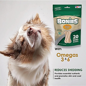 Bonies Natural Skin & Coat Formula Medium-Sized Single Bone - Promote Silky Coat & Healthy Skin, Healthy Teeth & Fresh Breath, Low Calories - Chicken Flavor, 1 Bone