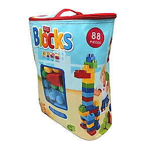 STJOYOPY 88PCS Big Building Blocks with Blue Building Bag Educational STEM Toys Gift for Kids and Toddlers