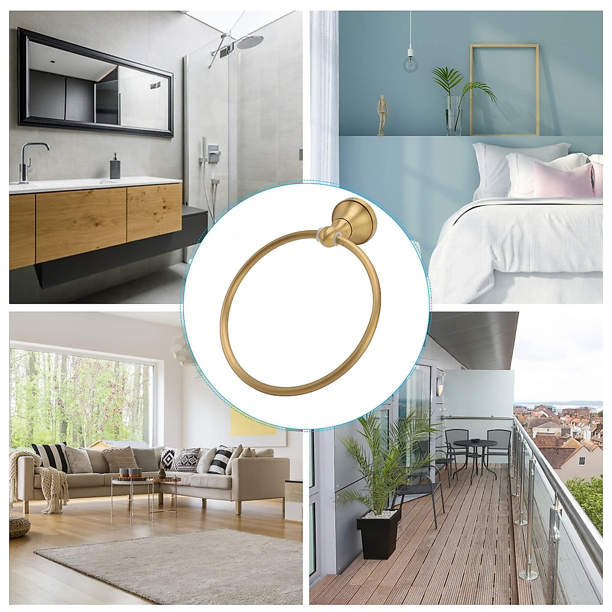 Towel Ring Brass Wall Mounted Towel Holder Hanger Antique Style Decorative Ring for Bathroom Kitchen Bedroom