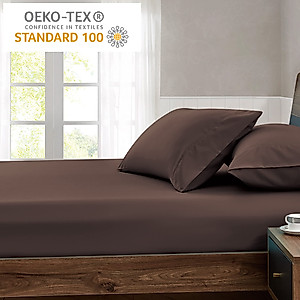 FreshCulture Twin Fitted Sheet 2 Pack - Hotel Quality - Ultra Soft & Breathable - Brushed Microfiber - Deep Pocket - Cooling Fitted Sheets for Twin Size Bed (Brown)