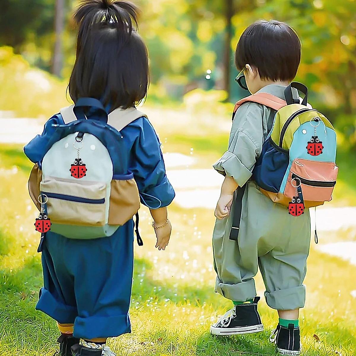 Elecrainbow 60 Pack Ladybug Party Favors Include 20 Keychains,20 Thank You Tags and 20 Goodie Bags for Ladybug Lover, My Little Ladybug Themed Party, Baby Shower, Birthday, Goodie Bag Fillers