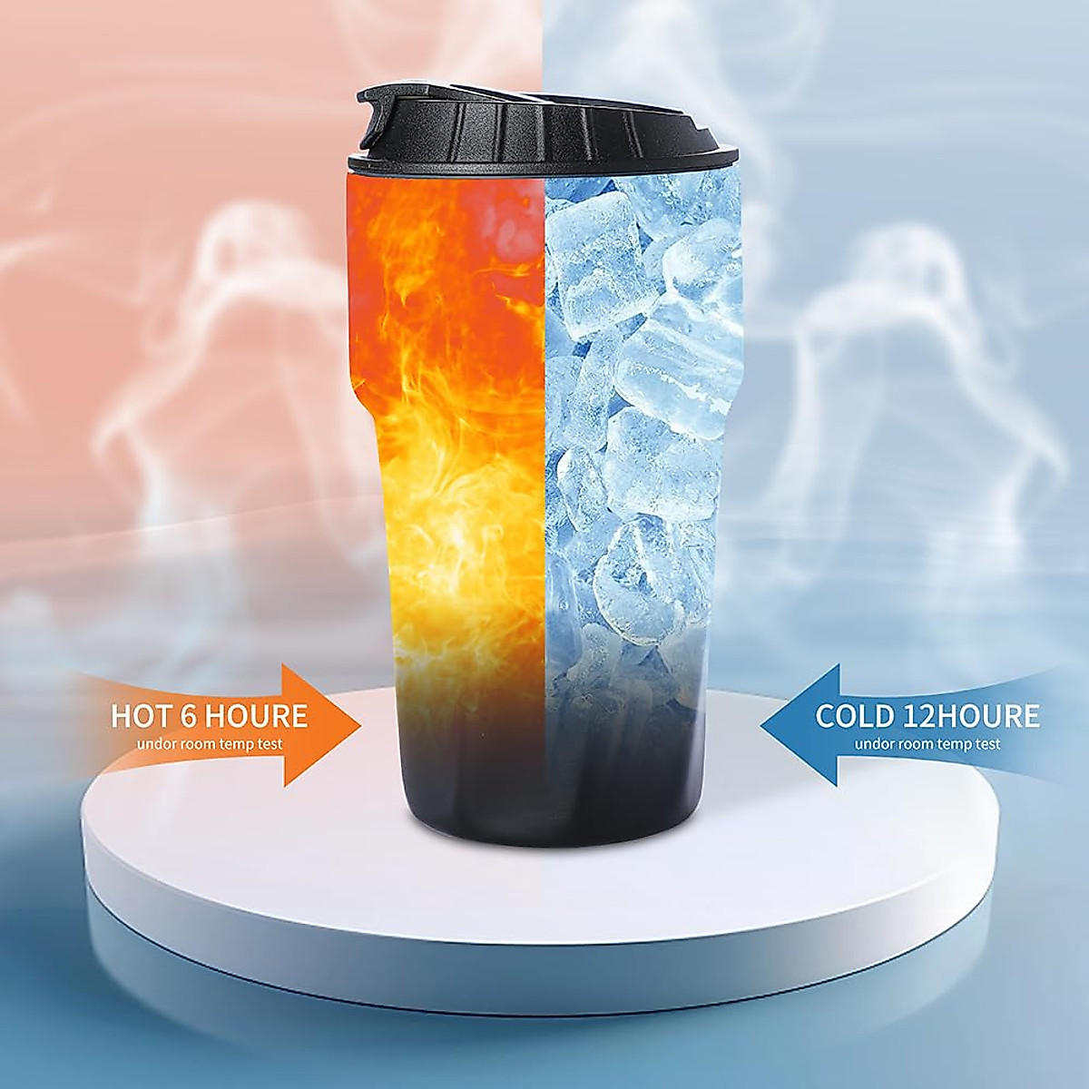 Avovy Travel Coffee Mug, 14oz Insulated Coffee Tumbler with Leadproof Flip Lid To-go, Stainless Steel Reusable Coffee Cup for Hot and Cold Water(Black - 400ML)