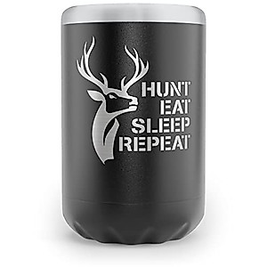 SoHo Can Cooler Gift for Men Hunting Lovers, Insulated for 12oz Standard Beer or Soda Can, Tumbler for Christmas 2022 / Birthday Gifts " Hunt Eat Sleep Repeat" (Gift Boxed)