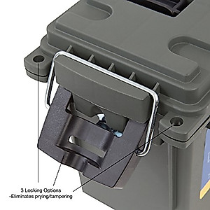 Sheffield 12626 Field Box, Plastic Ammo Can for Pistol, Rifle, and Shotgun Ammo, Water Resistant Ammo Box, Ammo Storage Box w/ 3 Locking Options, Olive Drab Green Ammo Cans, Made in The U.S.A.