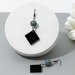 Handmade Earrings Stone Drop Dangle Earrings Black Resin Earrings for Women and Girls