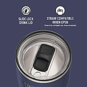 THERMOS ICON SERIES Stainless Steel Cold Tumbler with Slide Lock, 24 Ounce, Mystical Navy