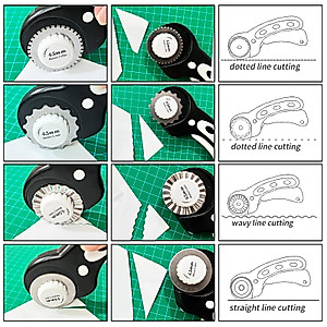 Amogto Rotary Cutter for Fabric, 45mm Fabric Cutter with 7pcs Rotary Cutter Blades, Ergonomic Quilting Supplies Tool for Leather, Crafting, Sewing, Quilting, Fabric Cutter Wheel for Left & Right Hand