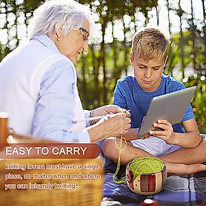 Aeelike Yarn Bowl Wooden Knitting Bowl, Handcrafted Yarn Holder Wooden Yarn Bowls for Knitting, Yarn Ball Storage Organizer Bowl - Knitting Project Bowl with Holes