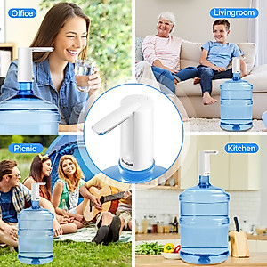 Tulevik Water Bottle Dispenser 5 Gallon, Foldable Water Pump, Automatic Water Pump Universal 2-5 Gallon Bottle, Portable Water Dispenser Pump for Camping Kitchen (White)