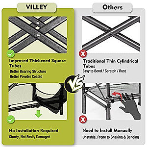 VILLEY Tall Directors Chair, Folding Camping Chairs, Makeup Artist Chair with Foot Rest, 900D Fabric for Tailgating Camp Lawn Picnic Fishing Beach, Supports 350 LBS, Green