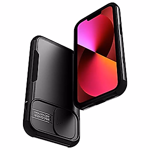 THMEIRA iPhone 13 Pro Max Heavy Duty Protection Case with Camera Slide Cover Screen Protector, Wireless Charging Case Compatible for Apple iPhone 13 Pro Max 6.7 inch, Black