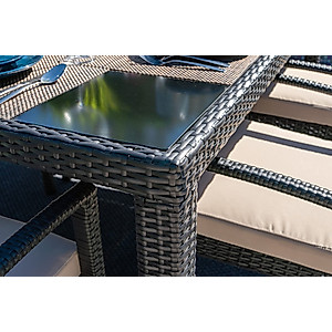 Bari 16-Piece Combination Outdoor Patio Furniture Set (L) in Espresso Brown w/Sofa Set, Eight-seat Dining Set, and Chaise Lounge Set