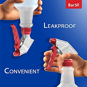 Bar5f 2pk Replacement Trigger Sprayers for 16oz, 24oz or 32oz Bottles, Water and Chemical Resistant (2-Pack, SPM-Series (Red))