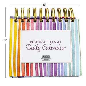 Motivational & Inspirational Perpetual Daily Flip Calendar Self-Standing Easel (Rainbow Stripe)