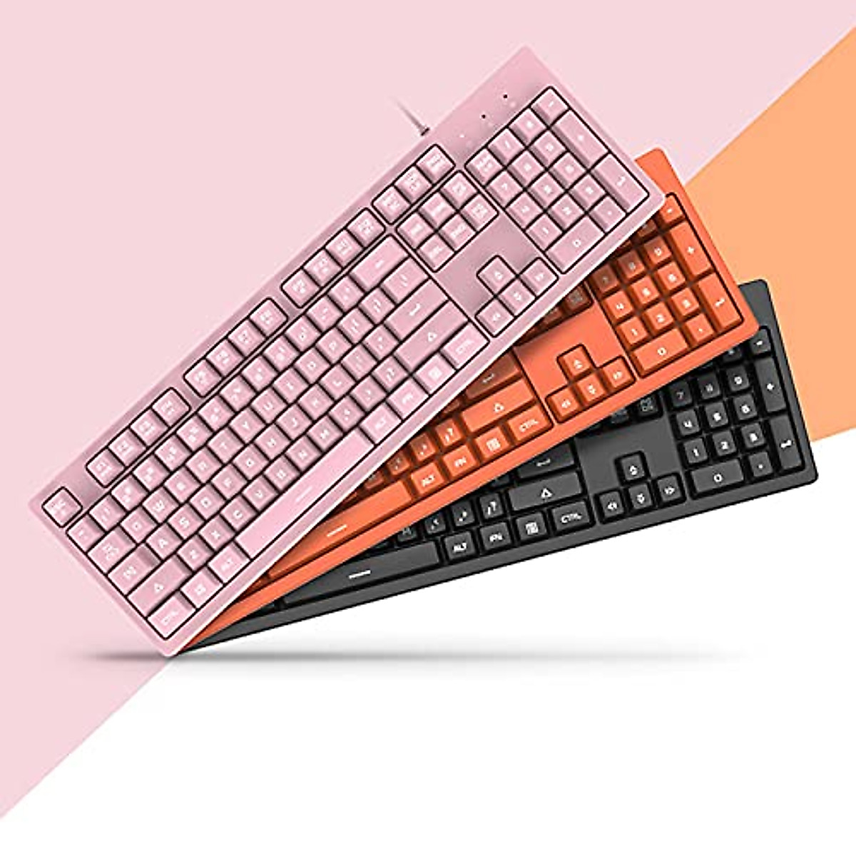 KOqwez33 Portable Advanced Keyboard for Notebook Computer, 104 Key Pink Button Switch Office Growing Gaming Mechanical Keyboard for DKS100 - Pink