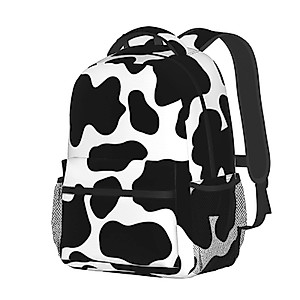 Aisquw Black And White Cow Print Backpack Large-Capacity School Bag Laptop Portable Backpack For Travel Office Shopping (Black White Cow)