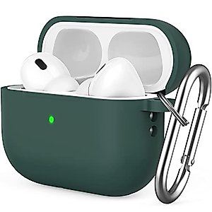 NIUTRENDZ AirPods Pro 2nd Generation Case 2022 Silicone AirPods Pro 2 Case Cover with Lanyard and Keychain [Wireless Charging & Front LED Visible] (Pine Green)