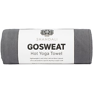 Shandali Hot Yoga Towel - SUEDE - 100% Microfiber, Super Absorbent, Bikram Yoga Mat Towel - Exercise, Fitness, Pilates, and Yoga Gear - Gray 26.5" x 72"