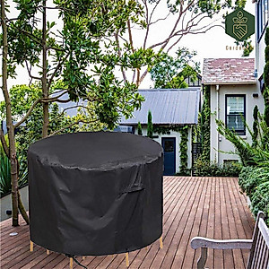 GardenPal 420D Heavy Duty Patio Furniture Covers, Waterproof Outdoor Round Table and Chair Cover, UV Resistant Durable Furniture Covers 47 *30 inch, Black