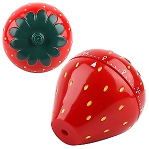Kitchen Timer for Cooking, Strawberry Timer Strawberry Shaped 60 Minutes Kitchen Timer Mechanical Time Reminder Loud Ring Cooking