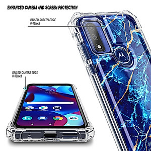 NZND Compatible with Motorola Moto G Go (AT&T XT2163-7 6.5") with [Built-in Screen Protector], Full-Body Protective Shockproof Rugged Bumper Cover Case (Sapphire)