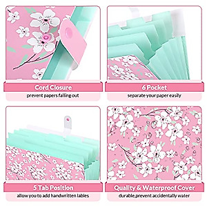 SKYDUE Expanding File Folders with 8 lables, Floral Printed Accordion Document Folder Organizer US Letter Size