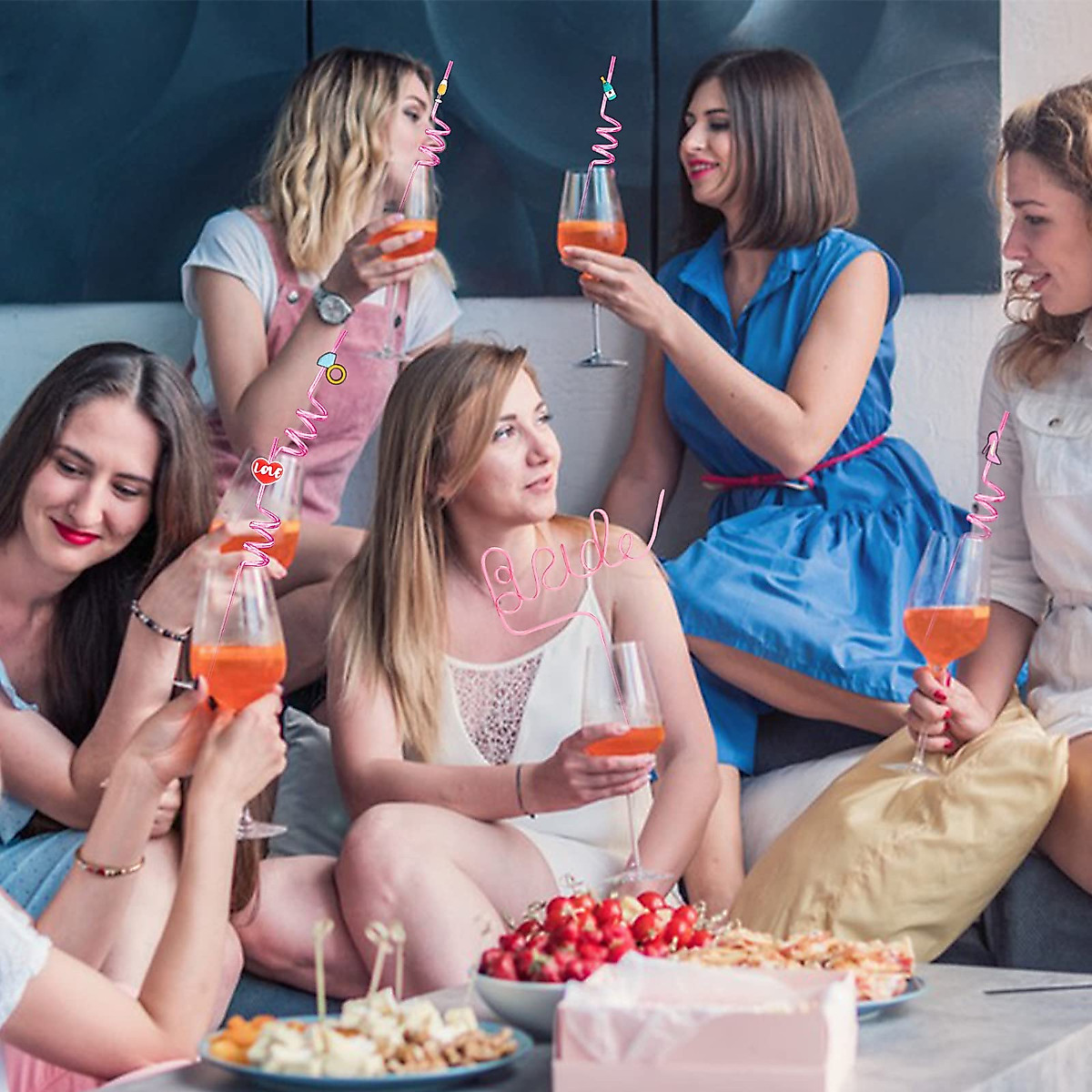 19Pcs Bride Straws - Bachelorette Party Favors Bridal Shower Gifts for Bride to Be Drinking Straws, 1 Large Bride and 18 Small Straw Bachelorette Decoration Party Supplies