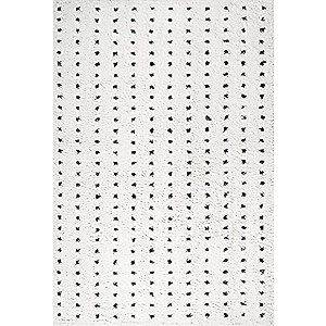 JONATHAN Y MOH400A-8 Pele Modern Geometric Shag Indoor Area-Rug Bohemian Polka Dot Easy-Cleaning Bedroom Kitchen Living Room Non Shedding, 8 X 10, White/Black