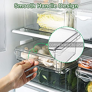 Refrigerator Organizer Bins with Lids 4 Pack,Stackable Clear Refrigerator Organizer For Fridge, Freezer, Kitchen Cabinet, Pantry Organization, Freezer Organizer Bins