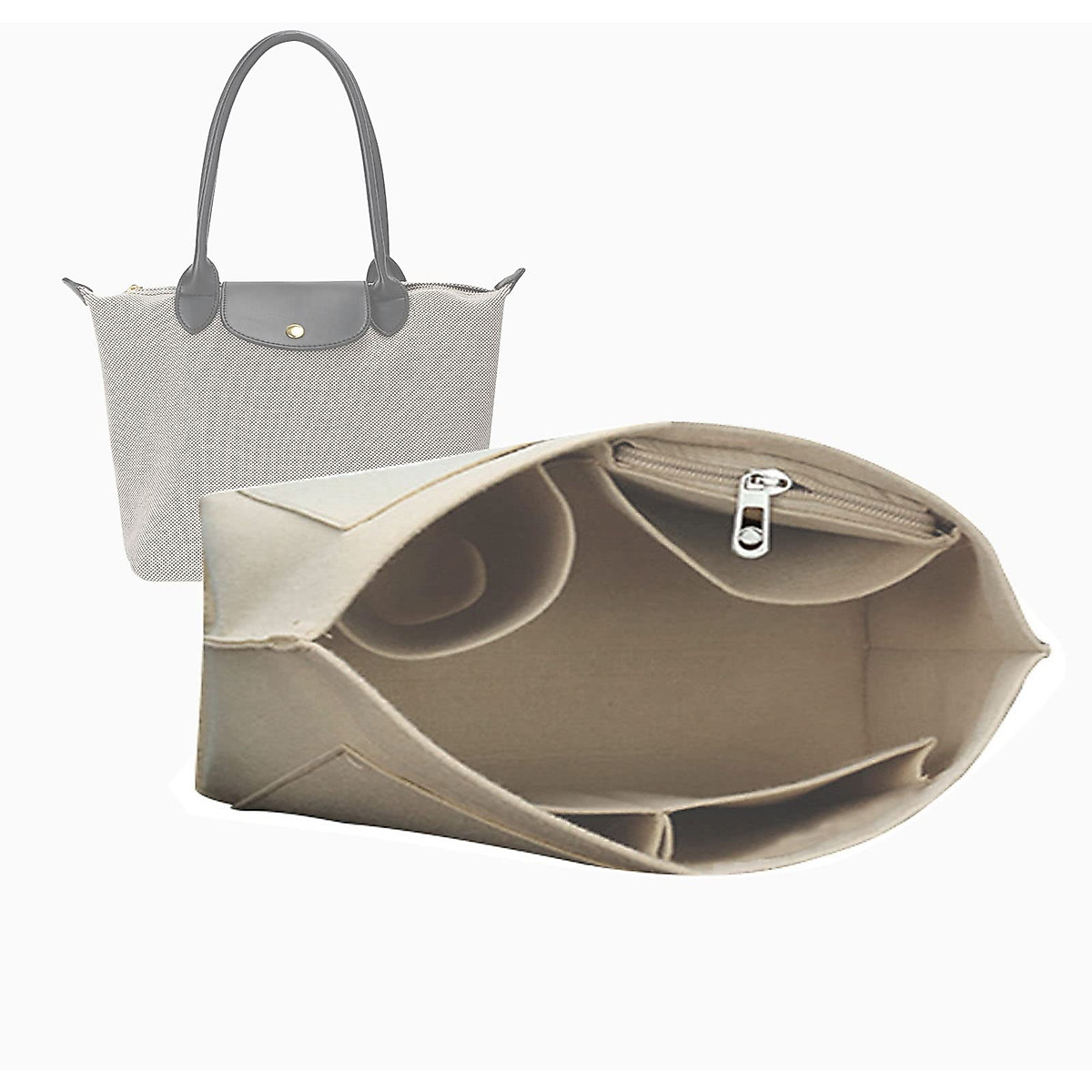 bag organizer insert for Longchamp Le Pliage goyard bag handbag organizers 1028beige-L
