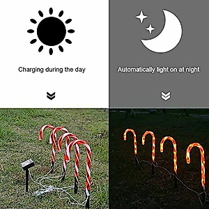 Christmas Candy Cane Lights,Solar Christmas Light， Christmas Candy Cane Pathway Lights， Christmas Decoration for Home Garden， New Year Xmas Lawn Lights，8pcs