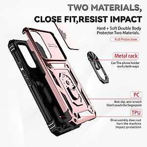 Suyomo for for Samsung Galaxy A54 5G Case with HD Screen Protector [2PCS],Samsung A54 5G Case with Camera Cover + 360 Rotatable Stand Kickstand,Military Grade Heavy Duty Sturdy Case (Rose Gold)