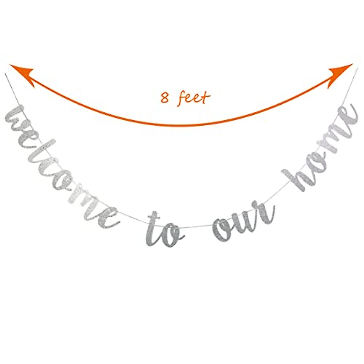 StarsGarden Silver Glitter Welcome to Our Home Banner for Housewarming Patriotic Military Decoration Family Party Supplies Cursive Bunting Photo Booth Props Sign(Silver Welcome Home), SG-22N448