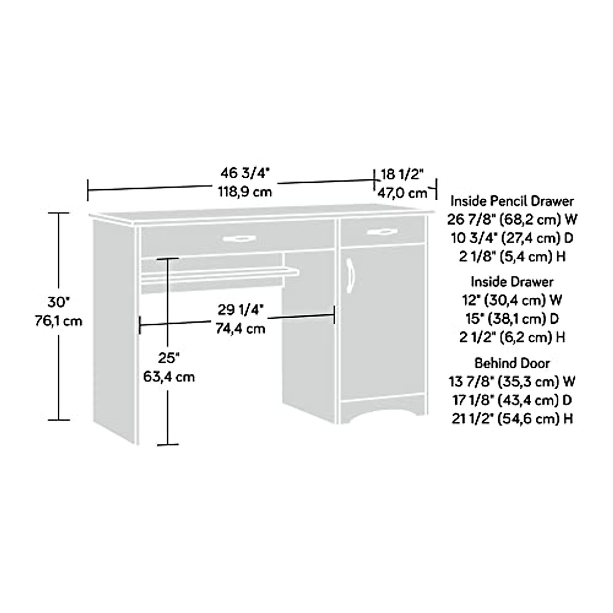 Sauder Beginnings Desk, Cinnamon Cherry finish