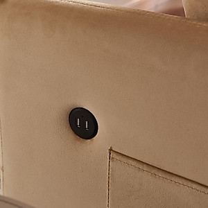 N NOORDENIYA 55'' Velvet Sofa Bed, Pull Out Sleeper Sofa Couch Bed, Loveseat Couch Bed, Futon Sofa Bed with USB Charging Ports, Convertible Sofa Bed for Living Room, Apartment, Bedroom, Khaki