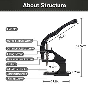 WUTA Manual Button Installation Tool Mute Stamping, 15mm Snap Button Mold Hand Pressing Machine Home Craft Tools Mold (Set D)