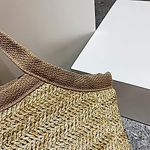Aktudy Summer Women Woven Straw Handbag Vacation Travel Handle Tote Purses Boho Beach Holiday Fashion Female Shoulder Bag