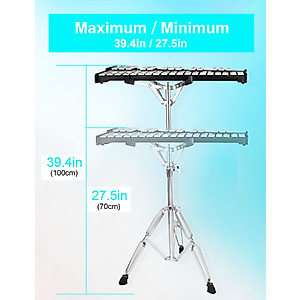 Mr.Power 32 Notes Glockenspiel Bell Kit with 8'' Practice Pad, Adjustable Height Stand, Music Sheet Clip, Glockenspiel Mallets, Drumsticks, and Carrying Bag