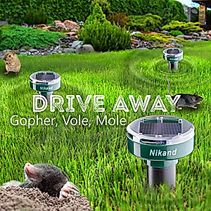 Gopher Repellent Ultrasonic Solar Powered - Mole Repellent Stakes Outdoor Pet Safe - Groundhog Repeller Snake Rodent Gopher Spikes Chaser - Sonic Mole Deterrent Devices (4)