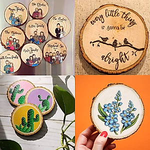 Unfinished Natural Wood Slices 20 Pcs 3.5-4 inch Craft Wood kit Circles Crafts Christmas Ornaments Rustic Wedding Decoration DIY Crafts with Bark for Crafts