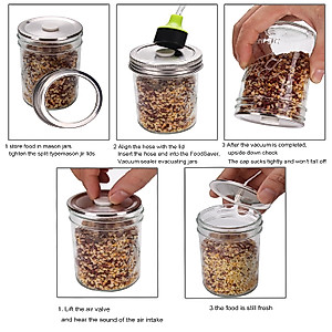 food saver lids for mason jars, Vacuum seal cap Compatible with FoodSaver Vacuum Sealer, Food Storage/fermentation lids,6-pack regular mouth mason jar lids + accessory hose
