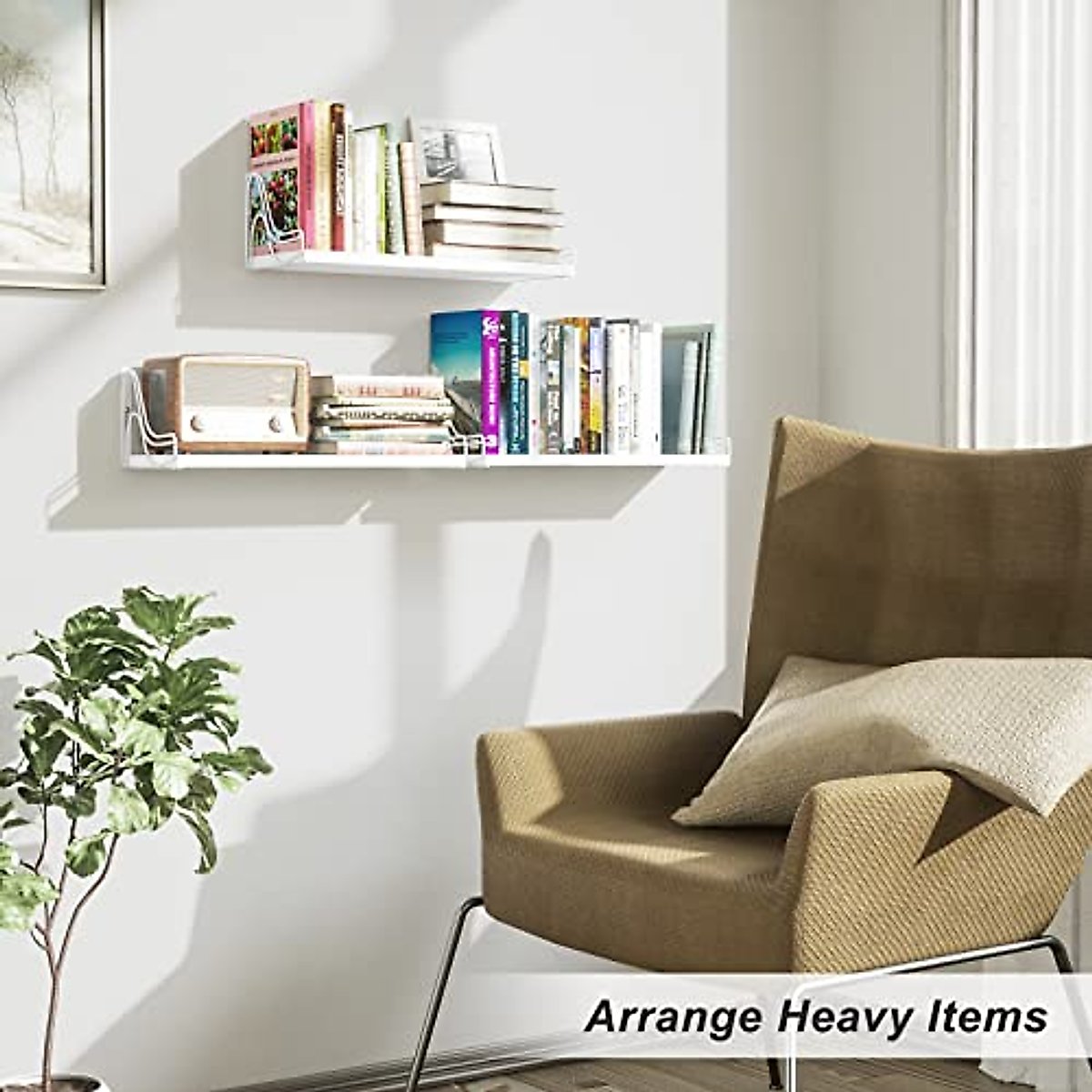 SRIWATANA U Shelves Wall Mounted Set of 3 and Large Floating Shelves Set of 3 （Contains 2 Items）