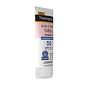 Neutrogena Pure & Free Baby Mineral Sunscreen Lotion with Broad Spectrum SPF 50 & Zinc Oxide, Water-Resistant, Hypoallergenic & Tear-Free Baby Sunscreen, 3 fl. oz, 3 pk
