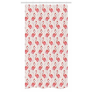 Ambesonne Flamingo Stall Shower Curtain, Ornamental Feminine Style Bird Pattern Exotic Hipster Design, Fabric Bathroom Decor Set with Hooks, 36" W x 72" L, Salmon Coral