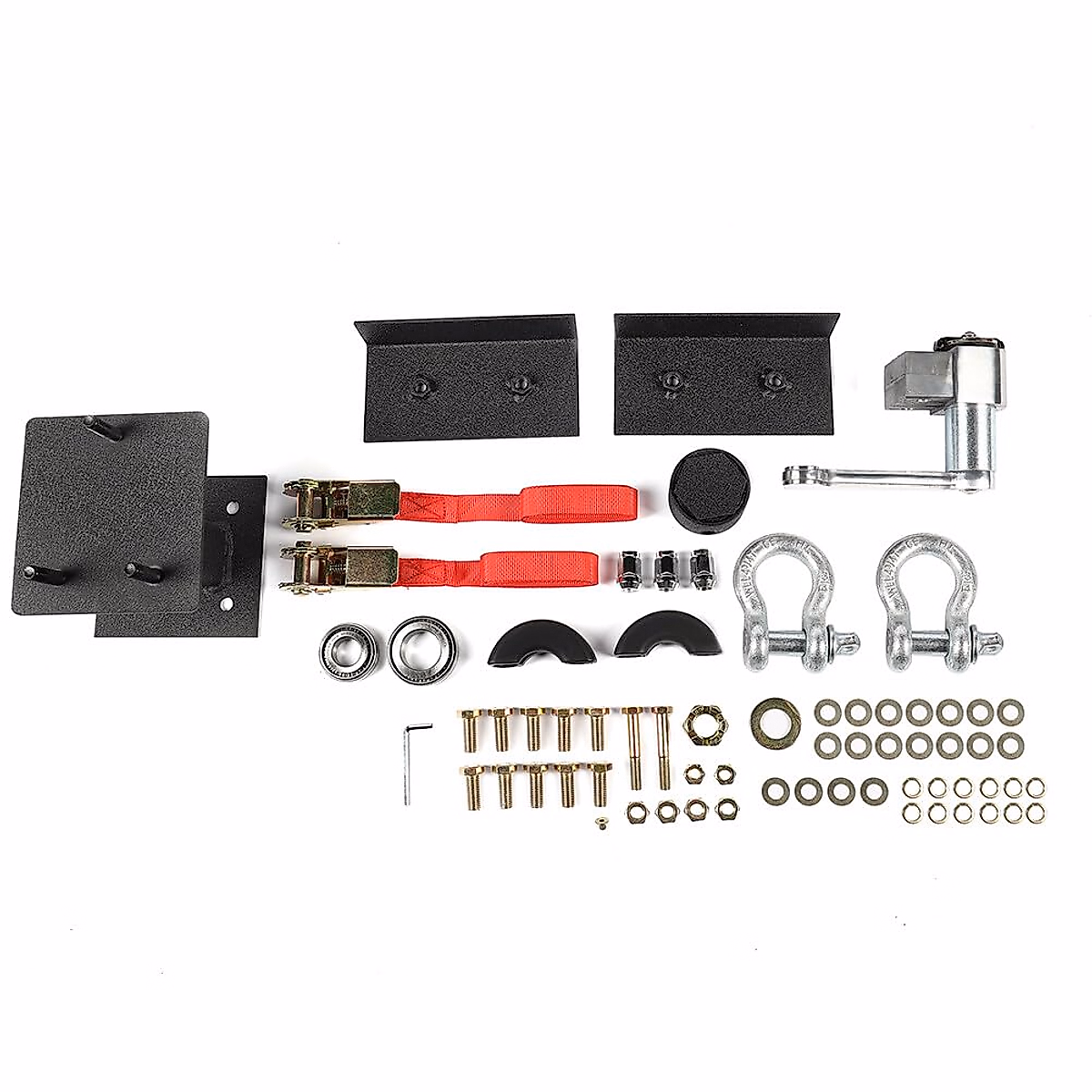 OCPTY Front Bumper and Rear Bumper with and Tire Carrier Fit For 2007-2015 2016 2017 2018 for Jeep Wrangler JK Winch Plate with D-ring with and Tire Carrier Texture Black