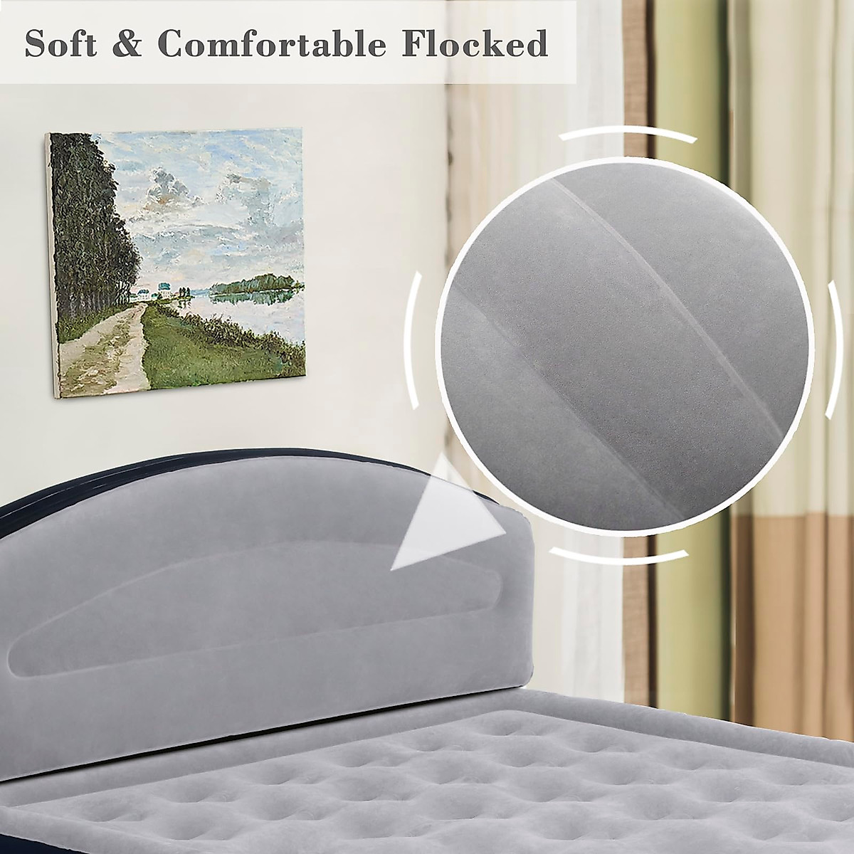 DIMAR GARDEN Inflatable Headboard for Queen Size Bed, Flocked Air Headboard